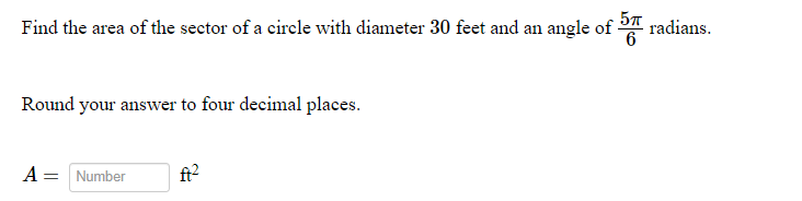 [Solved]: Find the area of the sector of a circle with diam