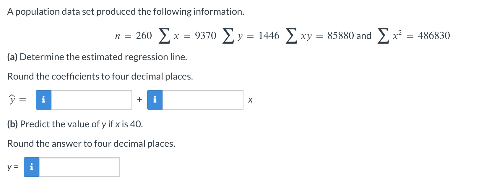 Solved A population data set produced the following | Chegg.com