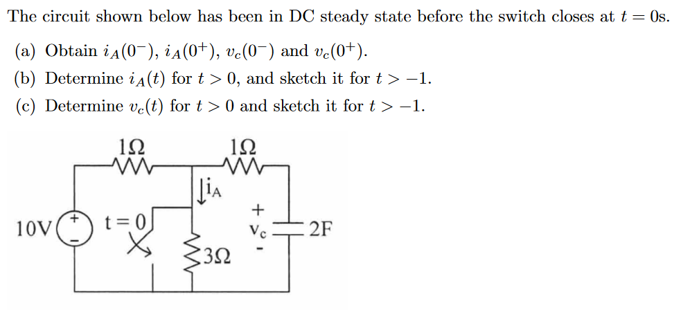 Solved The circuit shown below has been in DC steady state | Chegg.com
