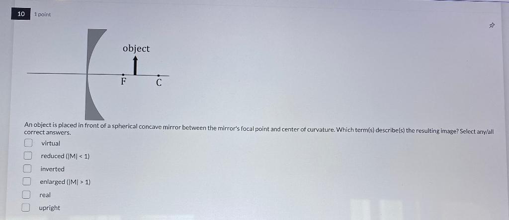 Solved 9 1 point 1 object 3 2 N 1 С F C F 4. An object is | Chegg.com