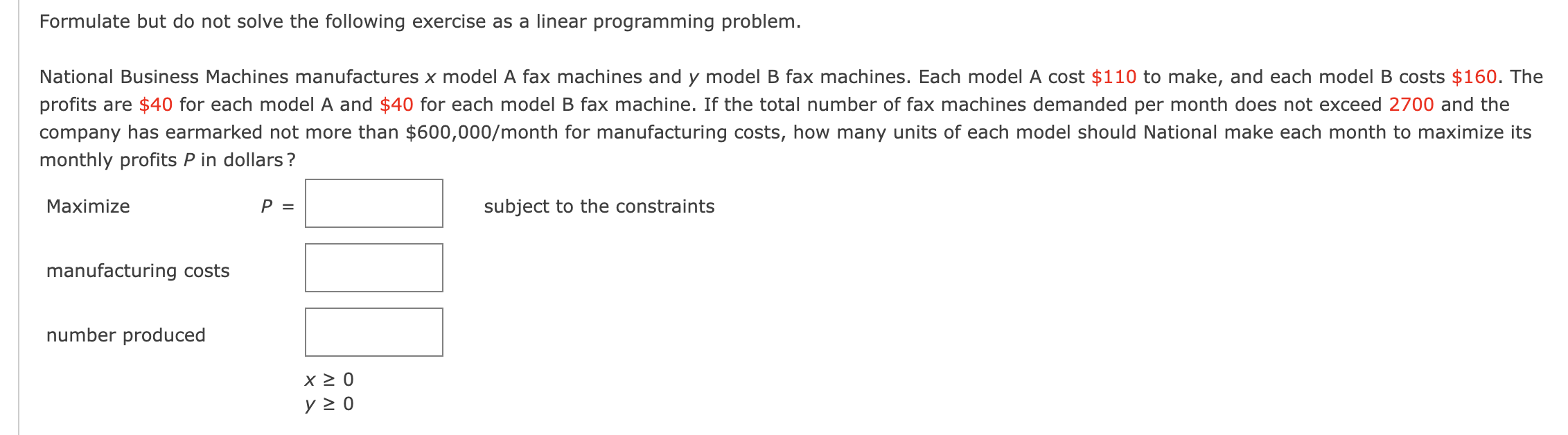 Solved Formulate but do not solve the following exercise as | Chegg.com