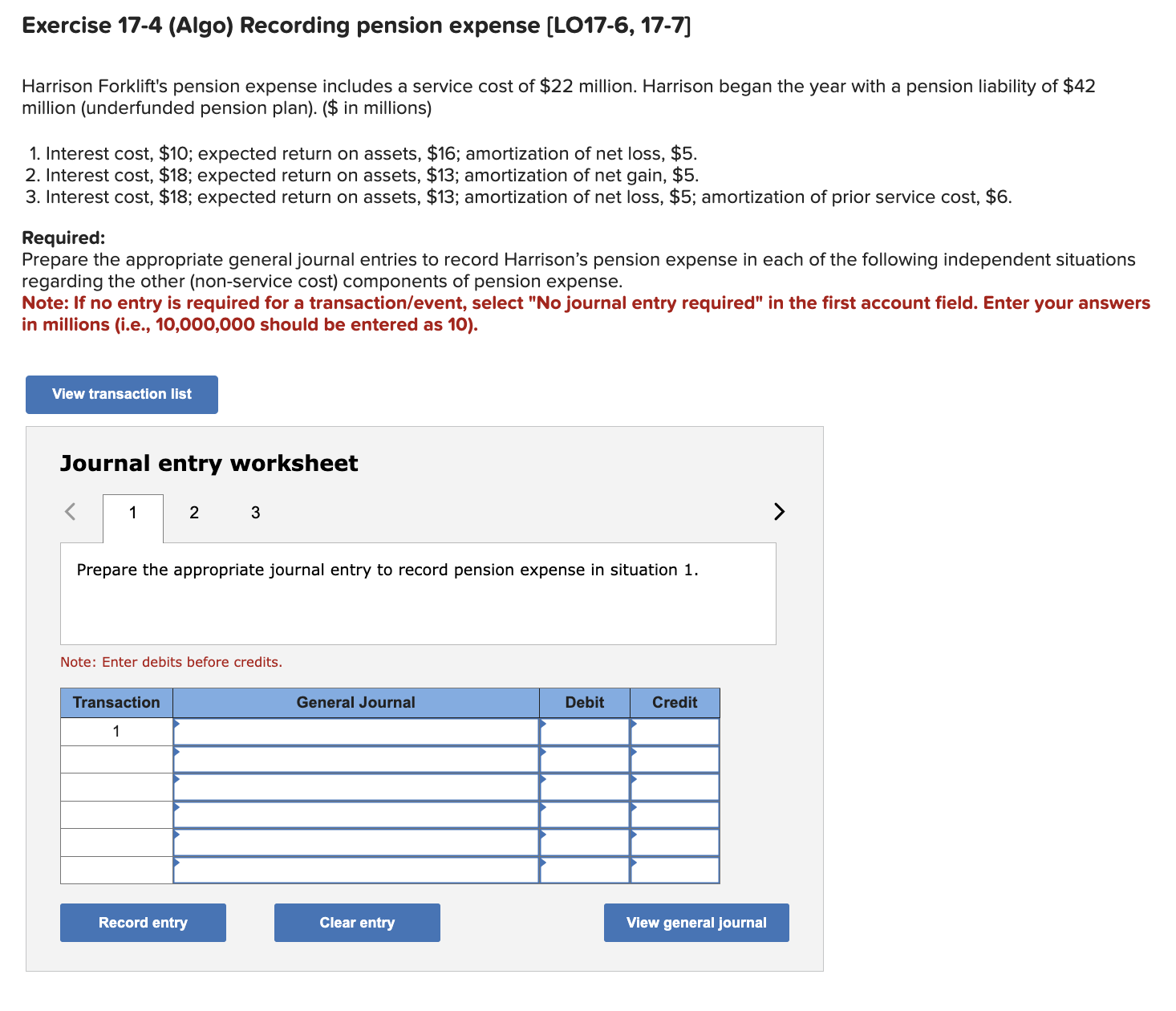 Solved Exercise 17-4 (Algo) ﻿Recording pension expense | Chegg.com