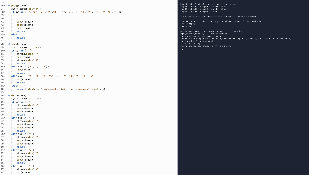sLL(1) parser for μLisp language defined above in | Chegg.com