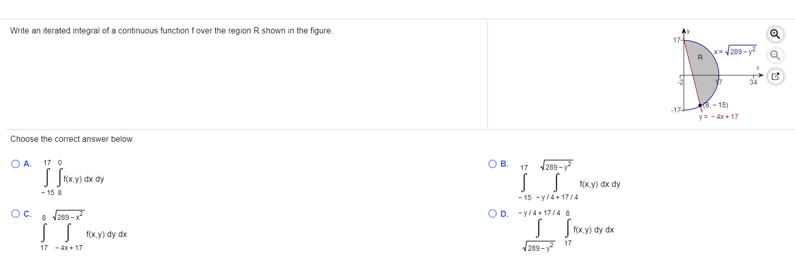 Solved Write an iterated integral of a continuous function f | Chegg.com