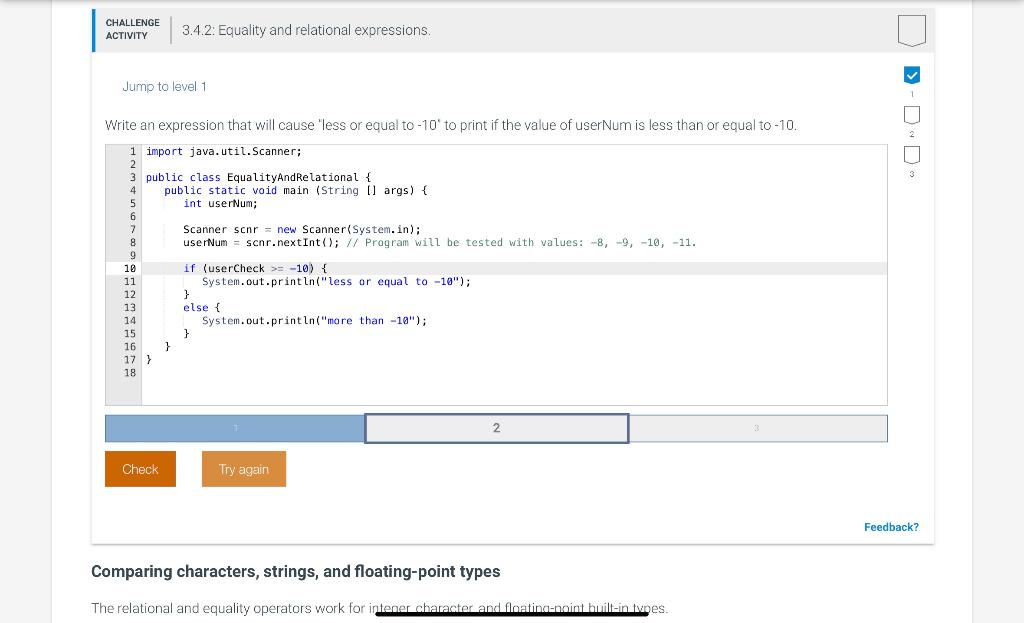 Solved CHALLENGE ACTIVITY 3.4.2: Equality and relational | Chegg.com