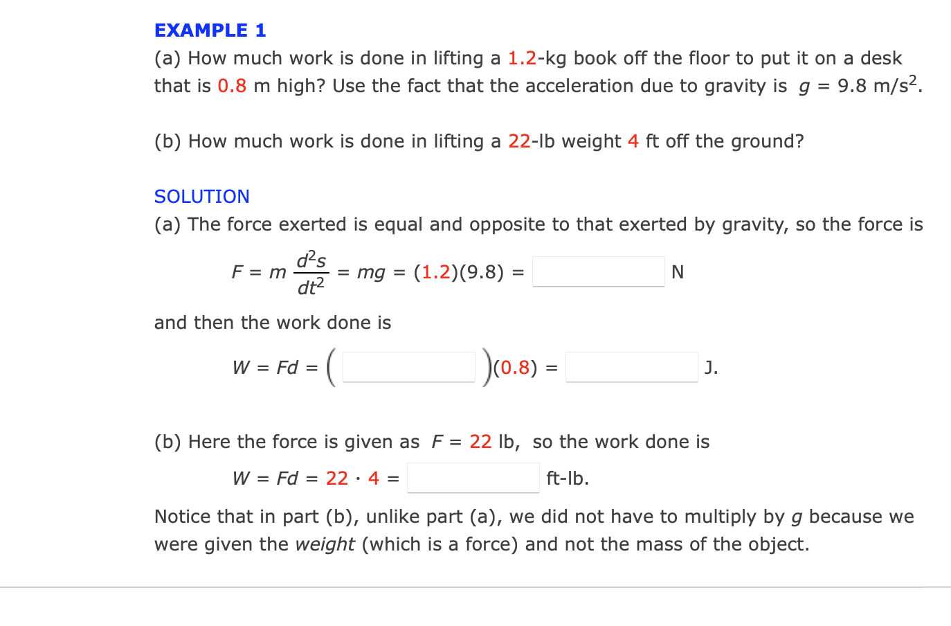 Solved EXAMPLE 1 (a) How much work is done in lifting a | Chegg.com