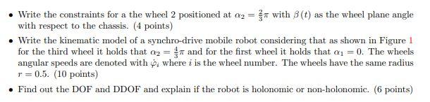 Given the synchro-drive mobile robot with standard | Chegg.com