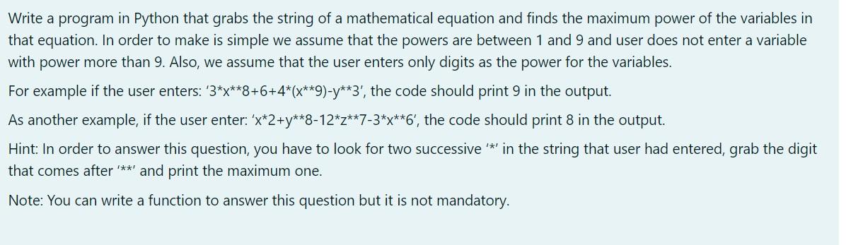 Solved Write a program in Python that grabs the string of a | Chegg.com