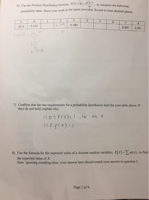 Solved 6) Use the Poisson Distribution formula, PXto k1 in | Chegg.com