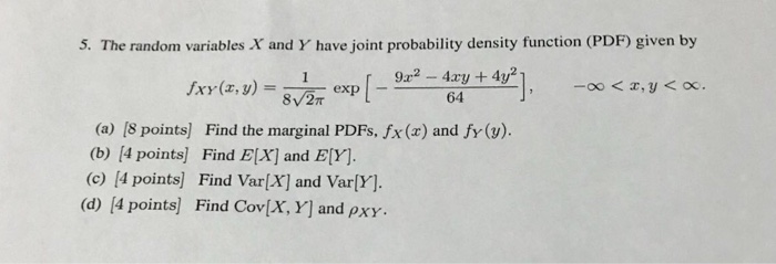 Solved 5. The random variables X and Y have joint | Chegg.com