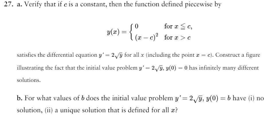 Solved 27. a. Verify that if c is a constant, then the | Chegg.com
