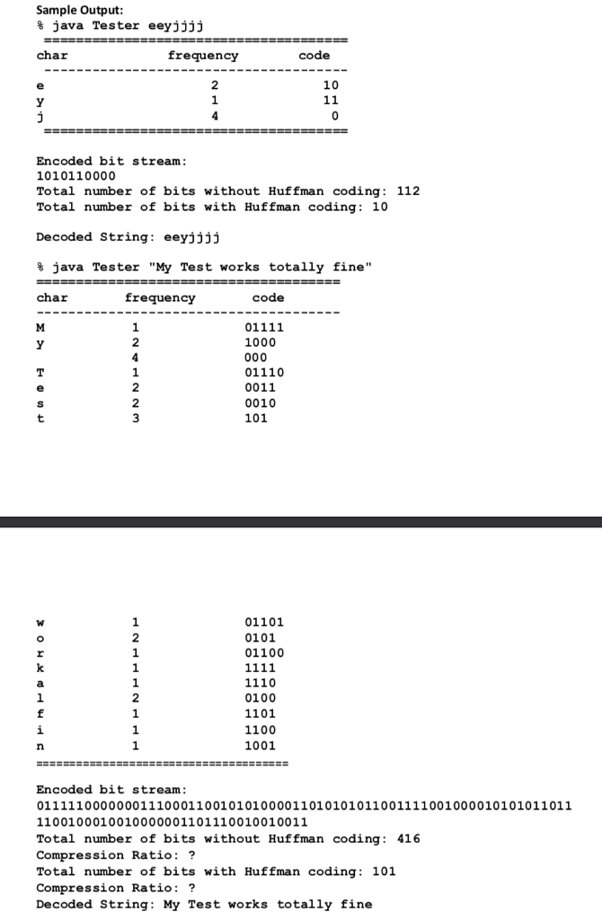 Compressing Data using Huffman Coding: Part 1: Build | Chegg.com