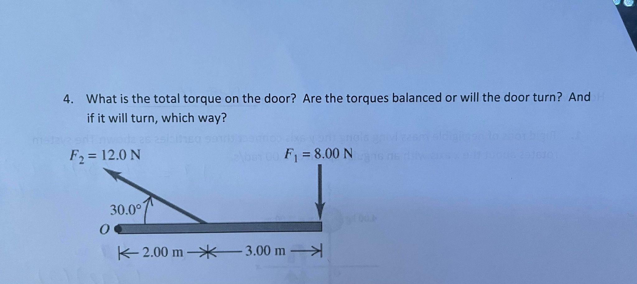 Solved 4. What is the total torque on the door? Are the | Chegg.com