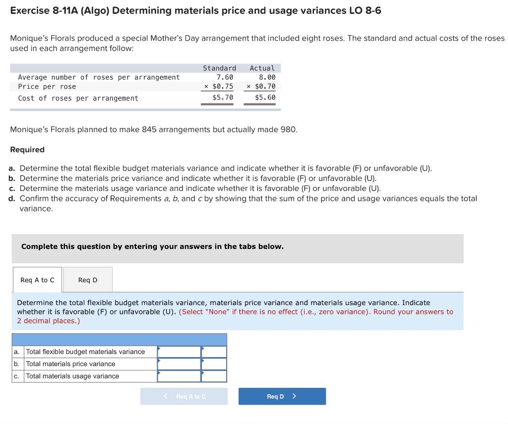 Solved Exercise 8-11A (Algo) Determining materials price and | Chegg.com