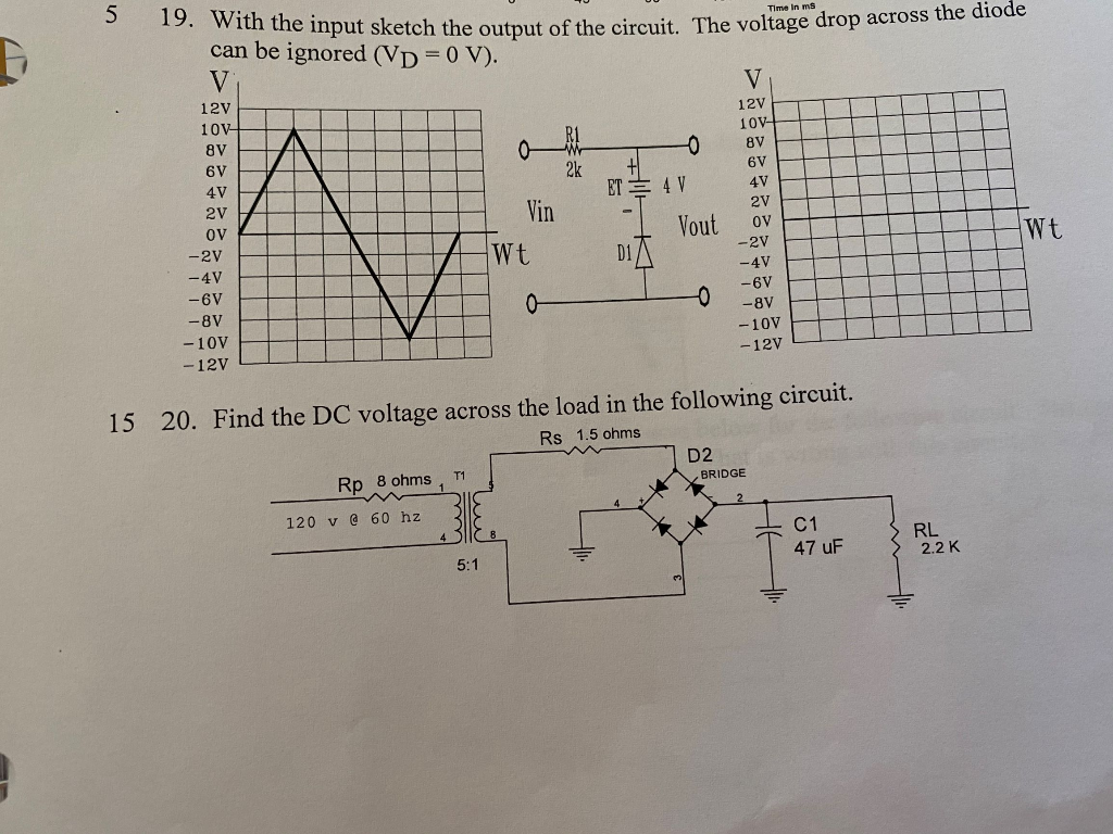Solved 5 19. With the input sketch the output Time in ms in | Chegg.com