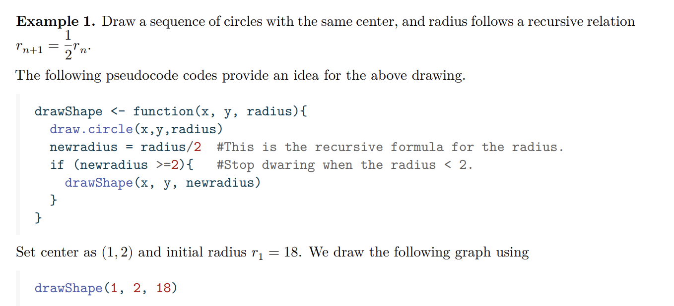 Solved Example 1. Draw a sequence of circles with the same | Chegg.com