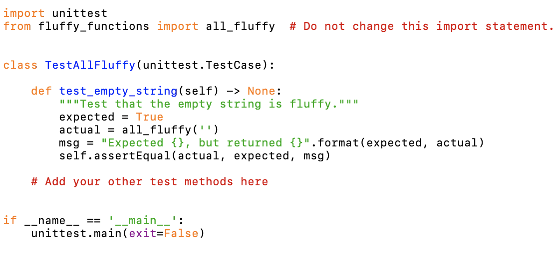 Solved Import Unittest From Fluffyfunctions Import 