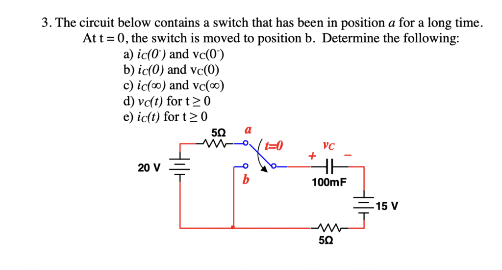 Solved The circuit below contains a switch that has been in | Chegg.com