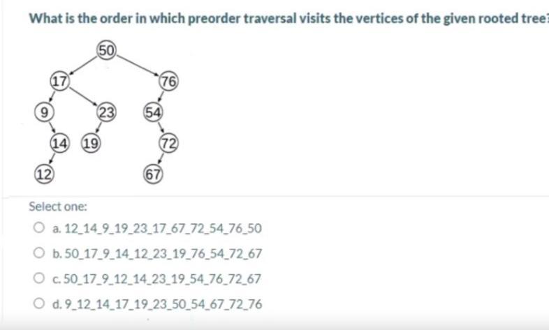 Solved What is the order in which preorder traversal visits | Chegg.com