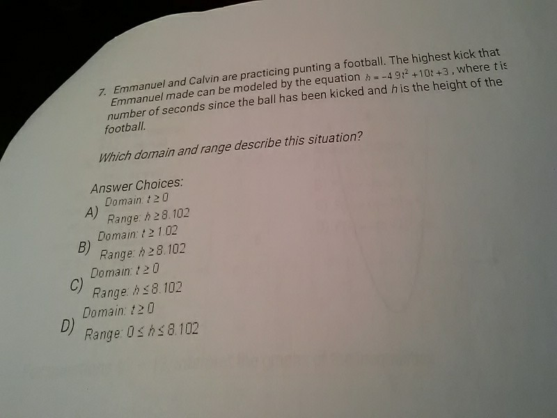 Solved z. Emmanuel and Calvin are practicing punting a | Chegg.com