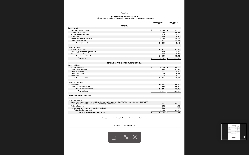 Solved Attached are the 2021 financial statements of Apple | Chegg.com