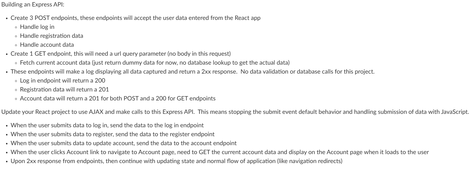 Solved Make a react app with a login, ﻿register, logout, | Chegg.com