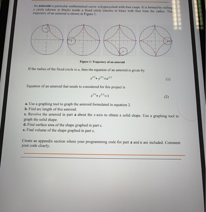 Solved An asteroid is particular mathematical curve: a | Chegg.com