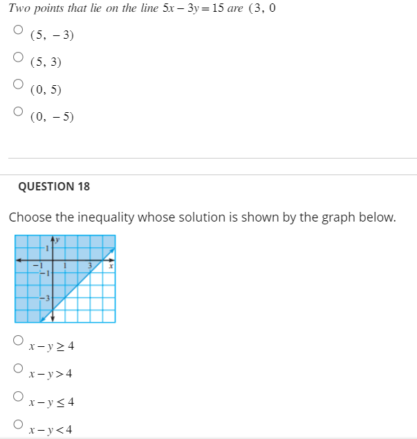 Solved Two points that lie on the line 5x−3y=15 are (3,0 | Chegg.com
