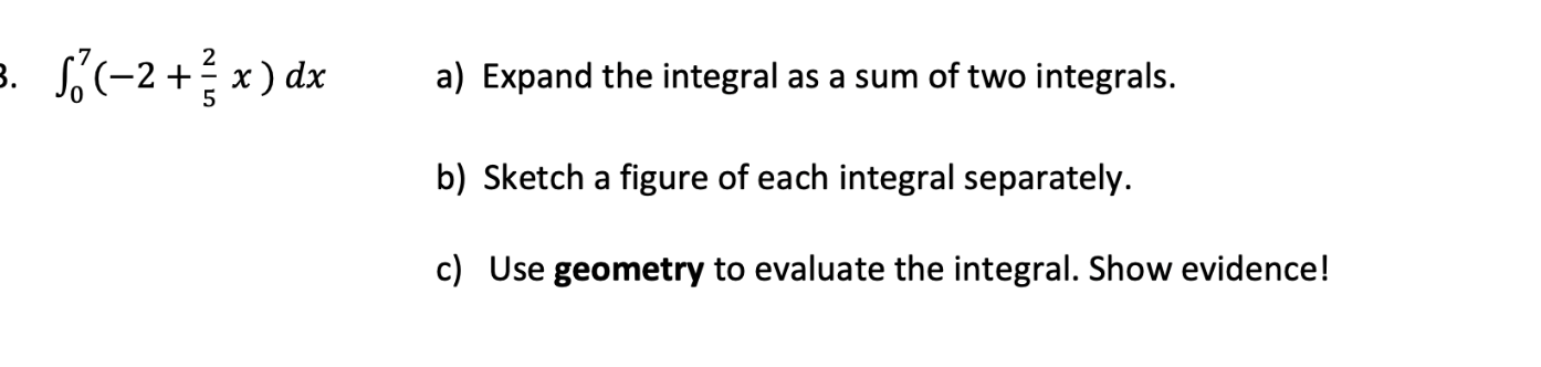 Solved 3. S(-2+ x) dx a) Expand the integral as a sum of two | Chegg.com