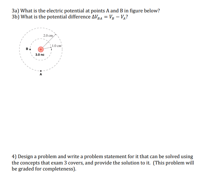 Solved 3a) What is the electric potential at points A and B | Chegg.com