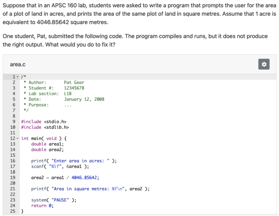 Solved Suppose that in an APSC 160 lab, students were asked | Chegg.com