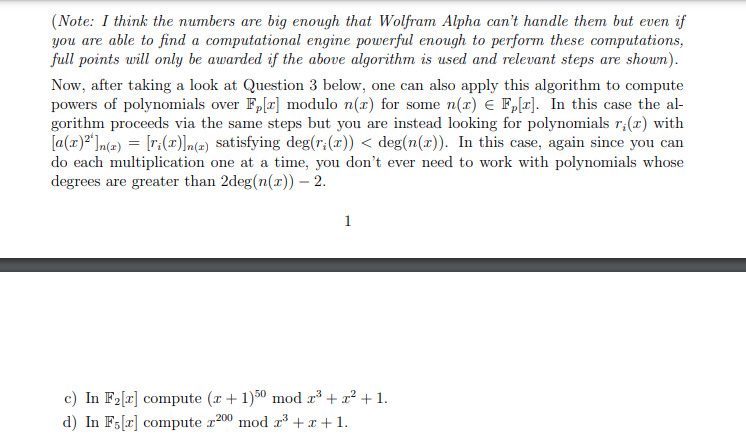 Solved 1 (2) It is of computational (notably cryptographic) | Chegg.com
