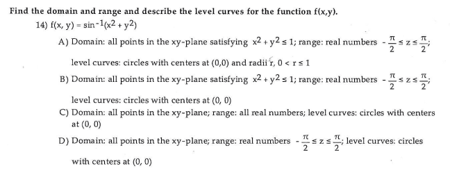 Solved Find the domain and range and describe the level | Chegg.com