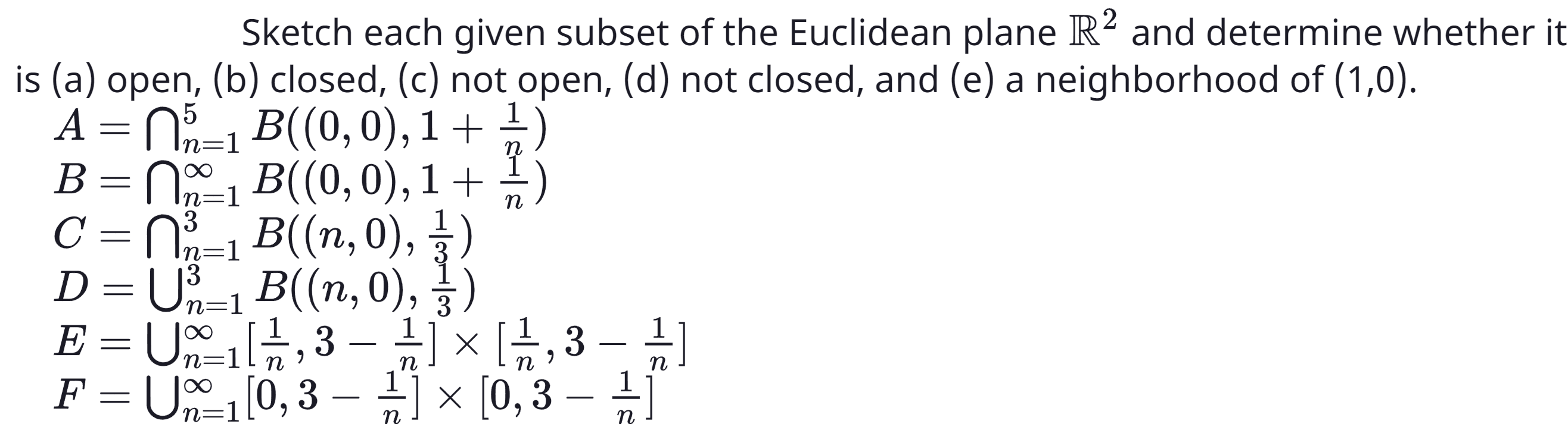 Solved Sketch each given subset of the Euclidean plane R2 | Chegg.com