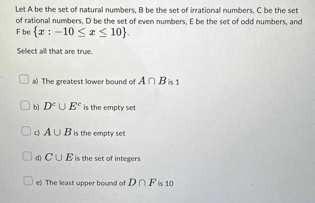Solved Let A be the set of natural numbers, B be the set of | Chegg.com