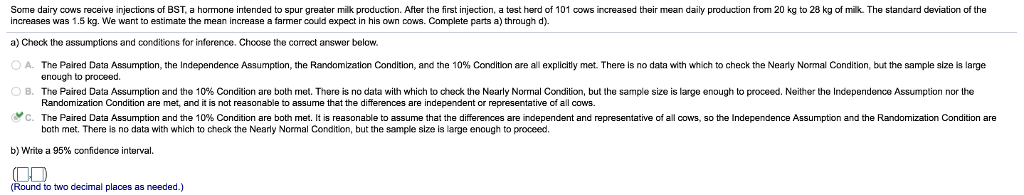 Solved Some dairy cows receive injections of BST, a hormone | Chegg.com