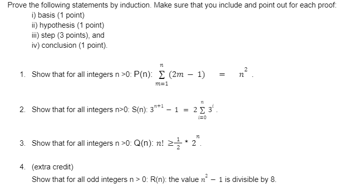 Solved Prove the following statements by induction. Make | Chegg.com