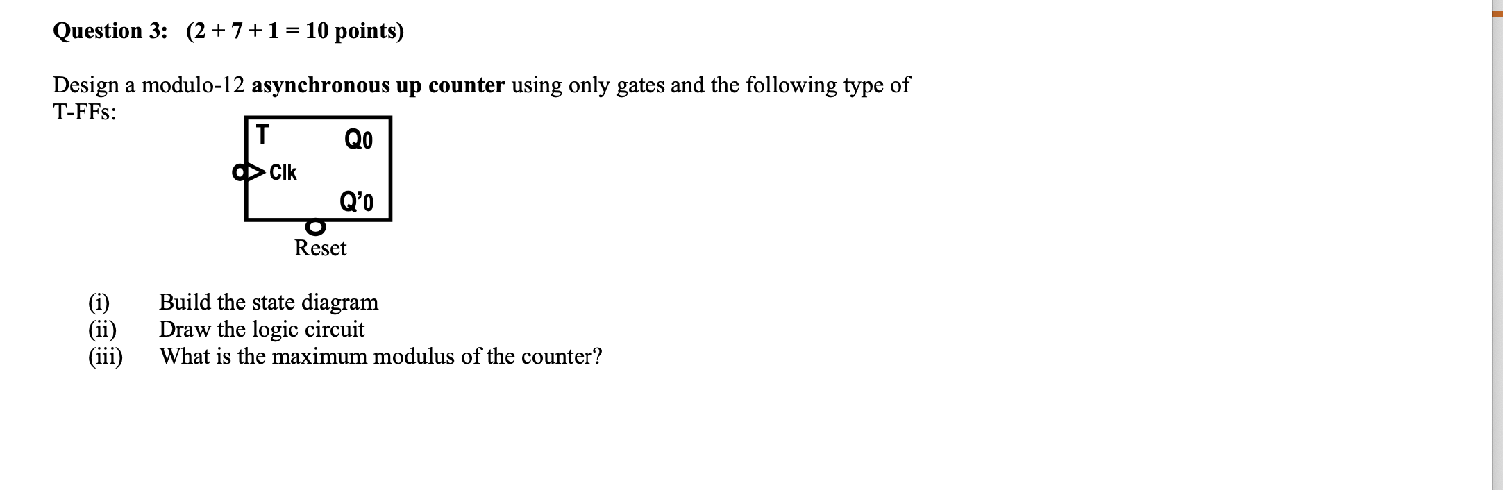 Solved Question 3: (2+7+1 = 10 points) Design a modulo-12 | Chegg.com
