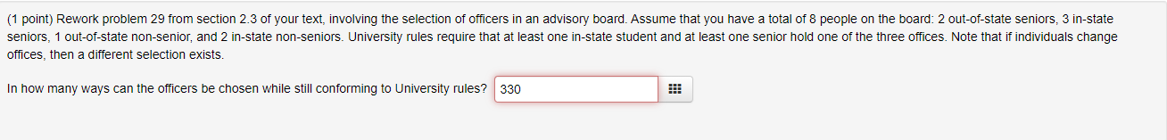 Solved (1 point) Rework problem 29 from section 2.3 of your | Chegg.com