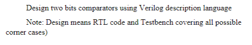 Solved Design two bits comparators using Verilog description | Chegg.com