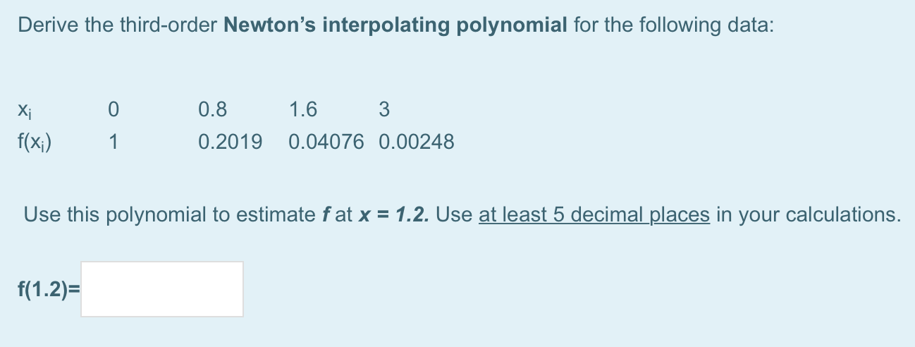 Solved Derive the third-order Newton's interpolating | Chegg.com