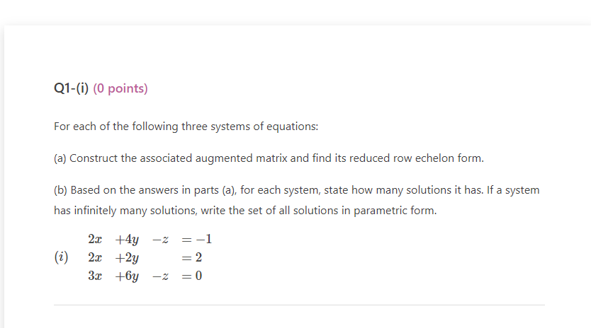 Solved For each of the following three systems of equations: | Chegg.com