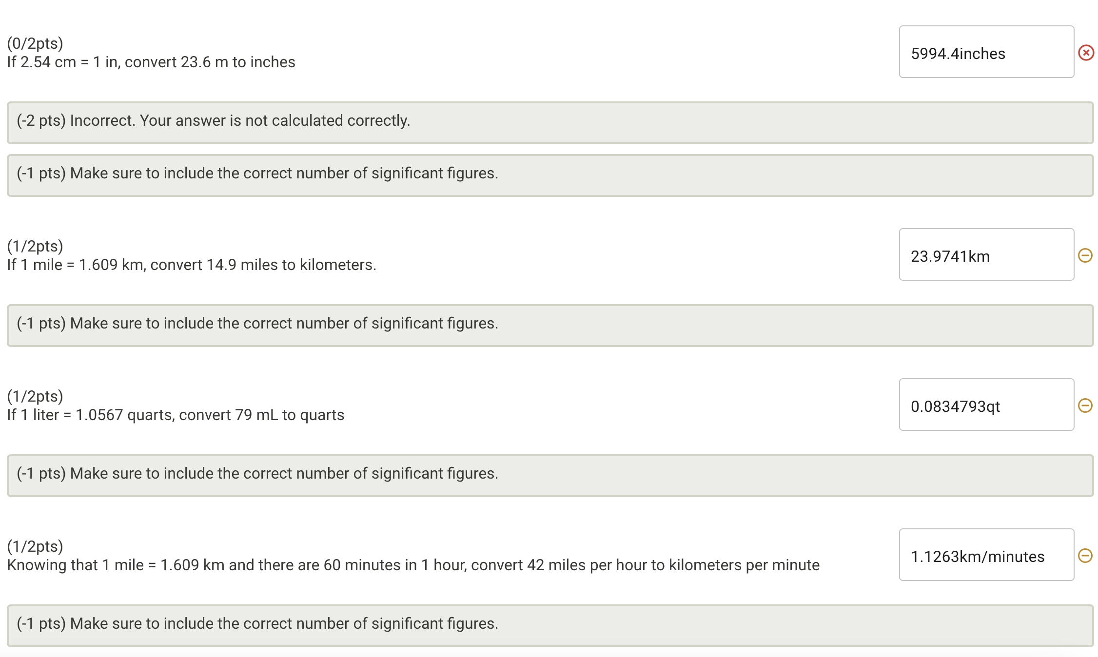 Solved From the procedure(0/2pts)If 2.54cm=1in, ﻿convert | Chegg.com