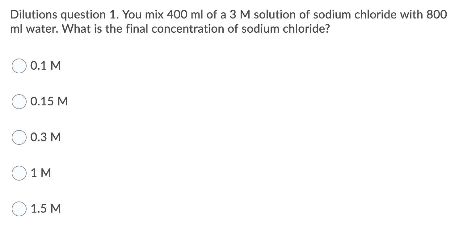 Solved Dilutions question 2. You have a 1 M stock solution | Chegg.com