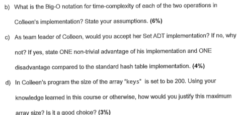 Solved 7. [Custom ADT Implementation] Colleen, a programmer | Chegg.com