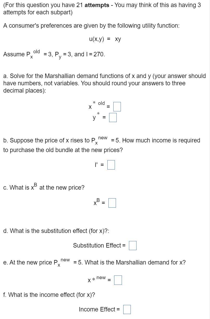 Solved (For this question you have 21 attempts - You may | Chegg.com
