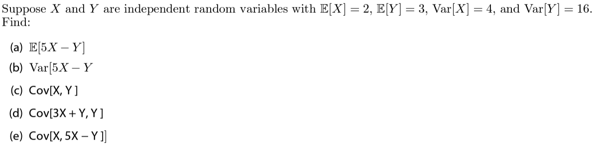 Solved Suppose X and Y are independent random variables with | Chegg.com