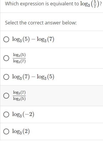 Solved Which expression is equivalent to log3(75) ? Select | Chegg.com