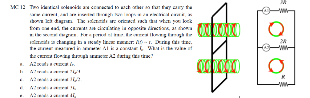 Solved 3R MC 12 Two identical solenoids are connected to | Chegg.com