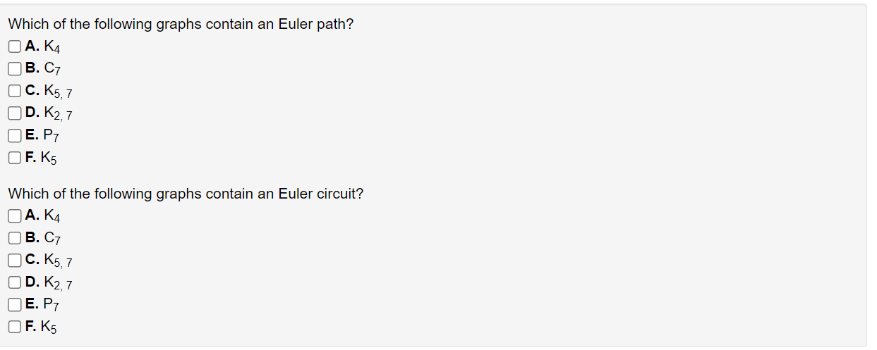 Which Of The Following Graphs Contain An Euler Path